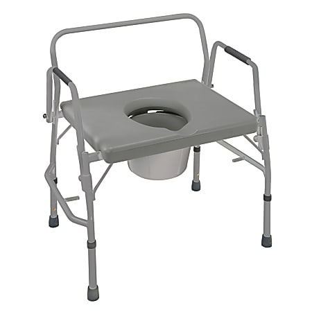 DMI Bariatric Drop Arm Bedside Commode 34 H x 28 12 W x 23 D Gray ...