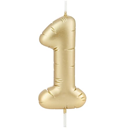 Hallmark 1 Metallic Gold Balloon Candle - Office Depot