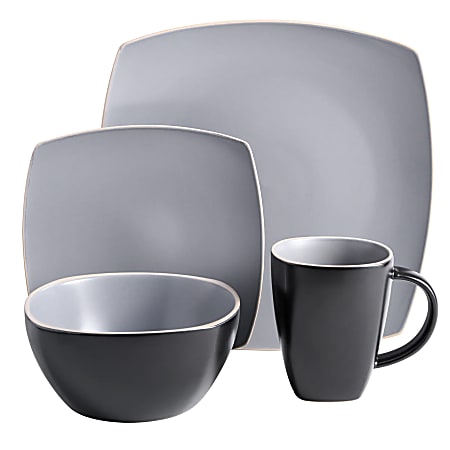 Gibson Home Soho Lounge 16 Piece Soft Square Stoneware Dinnerware Set ...