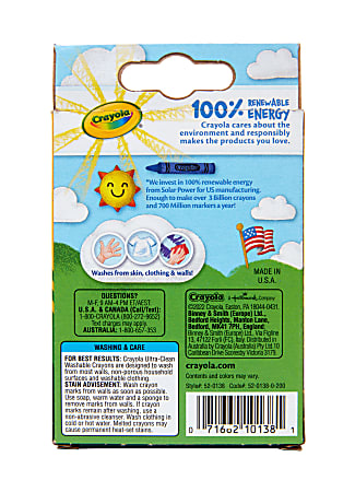 Crayola Washable Ultra Clean Crayons 6 14 Assorted Colors Pack Of 24 ...
