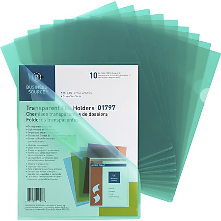 Business Source File Folder Letter Transparent 01797BX - Office Depot