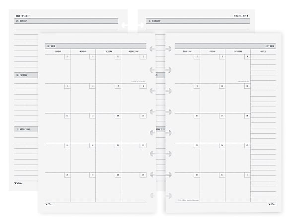 TUL Discbound Academic WeeklyMonthly Planner Refill Pages Junior Size ...