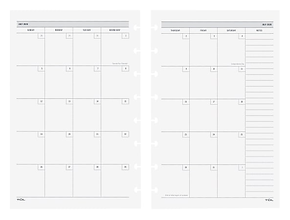 TUL Discbound Academic WeeklyMonthly Planner Refill Pages Junior Size ...