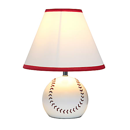 Simple Designs SportsLite Baseball Base Table Lamp 11 12 H White ...