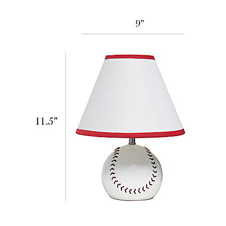 Simple Designs SportsLite Baseball Base Table Lamp 11 12 H White ...