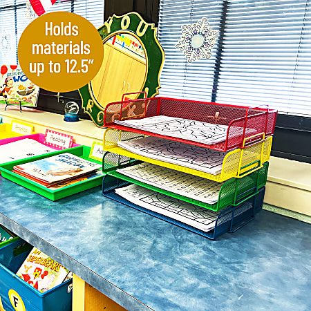 Mind Reader 4 Piece Stackable Paper Tray Desktop Organizer 11 12 H x 9 ...