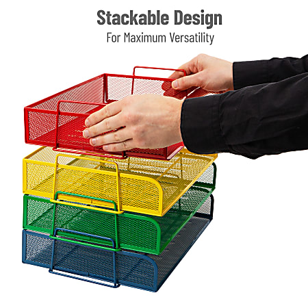 Mind Reader 4 Piece Stackable Paper Tray Desktop Organizer 11 12 H x 9 ...
