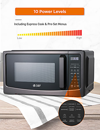 Commercial Chef 1.1 Cu. Ft. Microwave With 10 Power Levels 11 H x 20 W ...