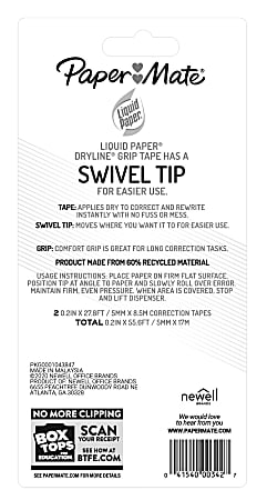 Paper Mate Liquid Paper DryLine Grip Correction Tape 1 Line x 335 Pack ...