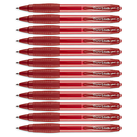 Paper Mate Retractable Gel Pens Medium Point 0.7 mm Red Barrel Red Ink ...