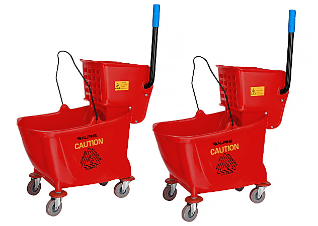 Alpine Industries 36 Quart PVC Mop Buckets With Side Wringers 34 x 15 ...