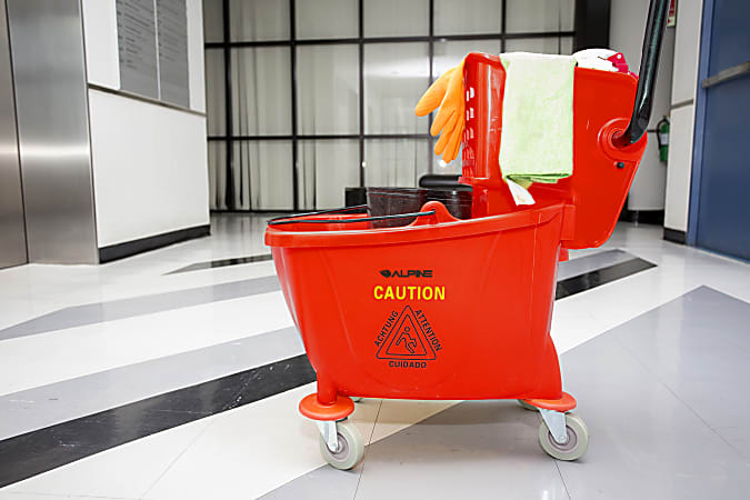 Alpine Industries 36 Quart PVC Mop Buckets With Side Wringers 34 x 15 ...