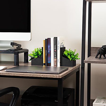 Mind Reader Contemporary Planter Bookends Black Set Of 2 Bookends ...