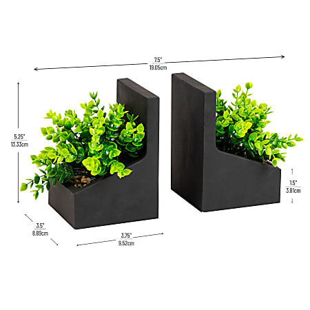 Mind Reader Contemporary Planter Bookends Black Set Of 2 Bookends ...