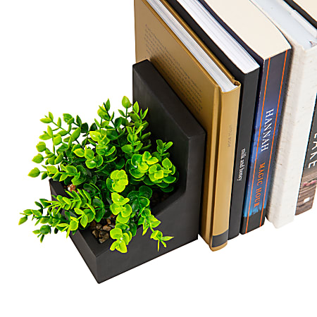 Mind Reader Contemporary Planter Bookends Black Set Of 2 Bookends ...