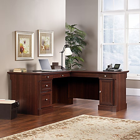 Sauder Palladia 66 W L Shaped Corner Desk Select Cherry - Office Depot