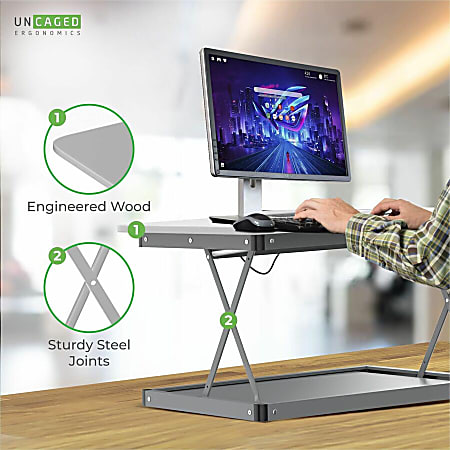 CHANGEdesk Mini White Laptop Standing Desk Converter Single Monitor Sit ...