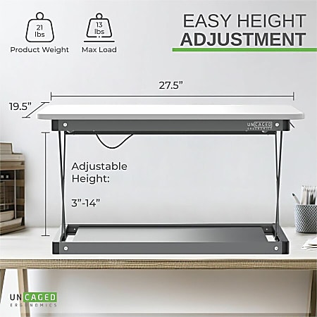 CHANGEdesk Mini White Laptop Standing Desk Converter Single Monitor Sit ...