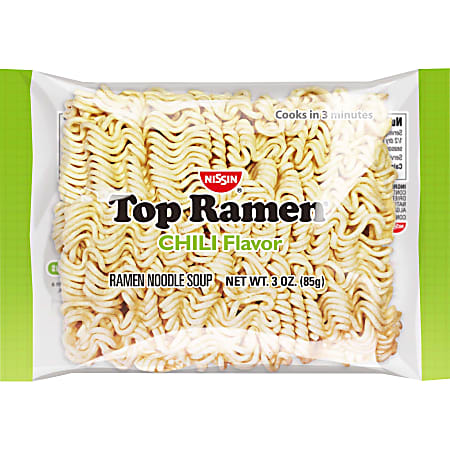 Nissin Top Ramen Chili Flavor Ramen Noodle Soup 3 Oz Carton Of 24 Packs ...