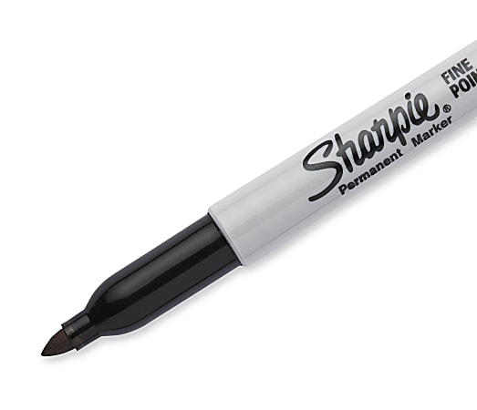 Sharpie Permanent Fine Point Markers Gray Barrel Black Ink Pack Of 12 ...
