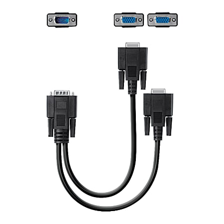 Belkin VGA Splitter Video Cable 1 ft VGA Video Cable for Video Device First End 15 pin HD 15 Male Second End 2 x 15 pin HD 15 Female