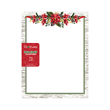 Geo Studios Holiday Themed Letterhead Paper 8 12 x 11 Floral Pinecones ...