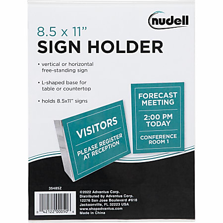 Nu Dell One piece Vertical Sign Holder 8.5 W x 11 H Rectangular Shape ...