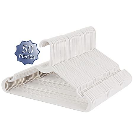 Elama Home Plastic Hangers White Pack Of 50 Hangers - Office Depot