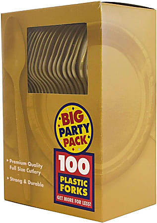 JAM PAPER Big Party Pack of Premium Plastic Spoons Gold 100 Disposable ...