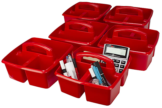 Storex Small Plastic Caddies 5 14 H x 9 14 W x 9 14 D Red Pack Of 6 ...