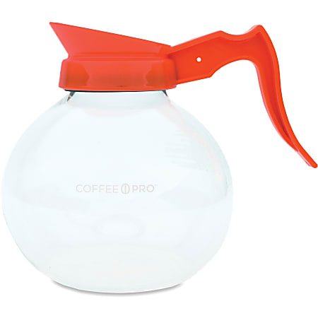 Coffee Pro 12 Cup Glass Decaf Coffee Decanter Orange - Office Depot