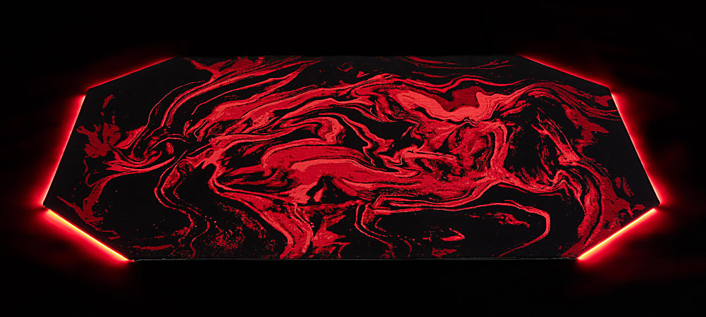 RS Gaming LED Gaming Chair Mat 36 x 48 BlackRed Swirl - Office Depot