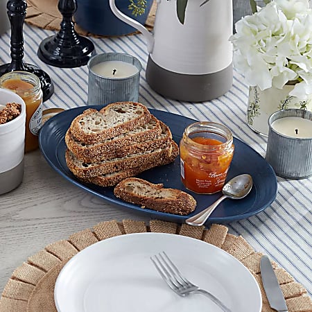 Bee And Willow Stoneware Oval Platter 14 x 9 34 Blue Speckle - Office Depot