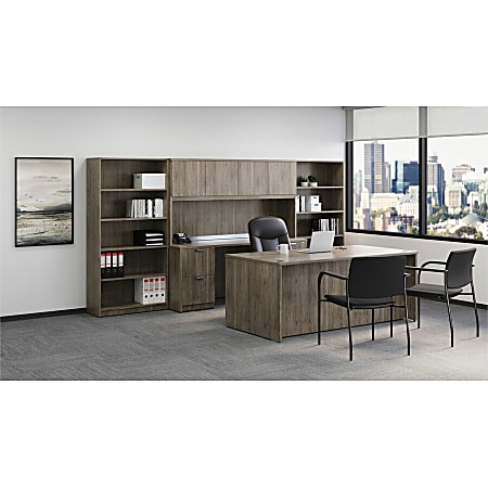 Lorell Prominence 2.0 72 W Desk Hutch Gray Elm - Office Depot