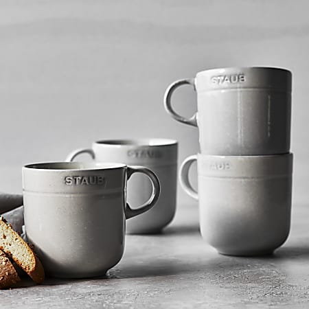 Staub Ceramic Dinnerware 4 Piece Mug Set 16 Oz White Truffle - Office Depot