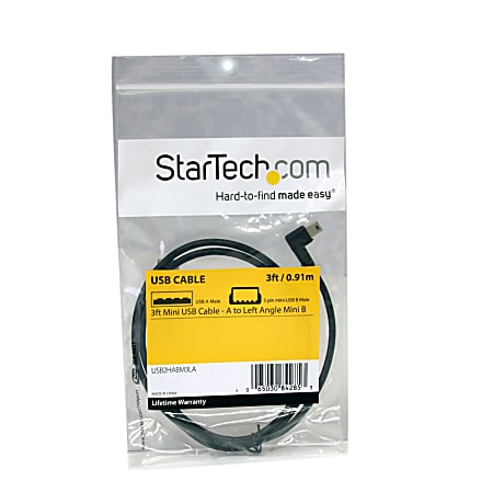 StarTech 3 ft Mini USB Cable A to Left Angle Mini B Connect your Mini ...
