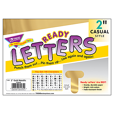 TREND Ready Letters Metallic Casual 2 Gold Pack Of 142 - Office Depot