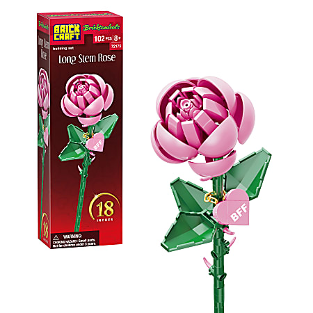 Brickcraft Long Stem Rose Brick Building Kit Pink Set Of 102 Pieces ...