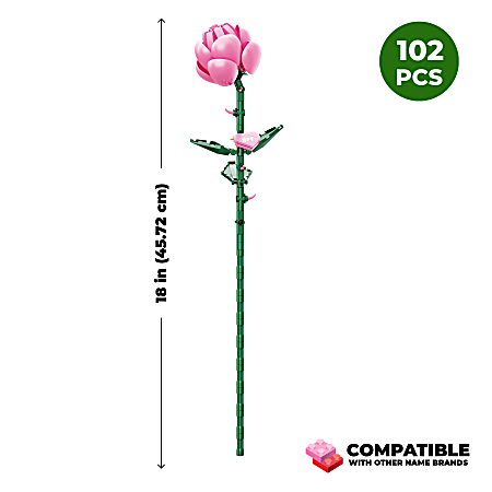 Brickcraft Long Stem Rose Brick Building Kit Pink Set Of 102 Pieces ...