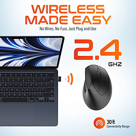 Delton S12P Wireless Ergonomic Computer Mouse Black - Office Depot