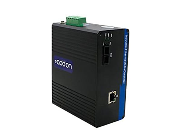 AddOn 100Mbs 1 RJ 45 to 1 SC Industrial Media Converter Fiber media ...