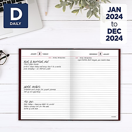 2024 AT A GLANCE Standard Diary 5 34 x 8 14 Red January To December ...