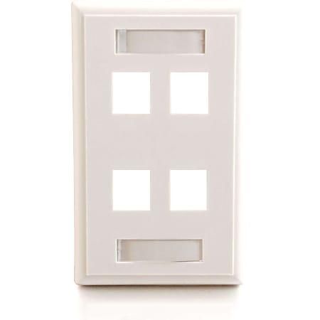 C2G 4 Port Single Gang Multimedia Keystone Wall Plate White 4 x Sockets ...