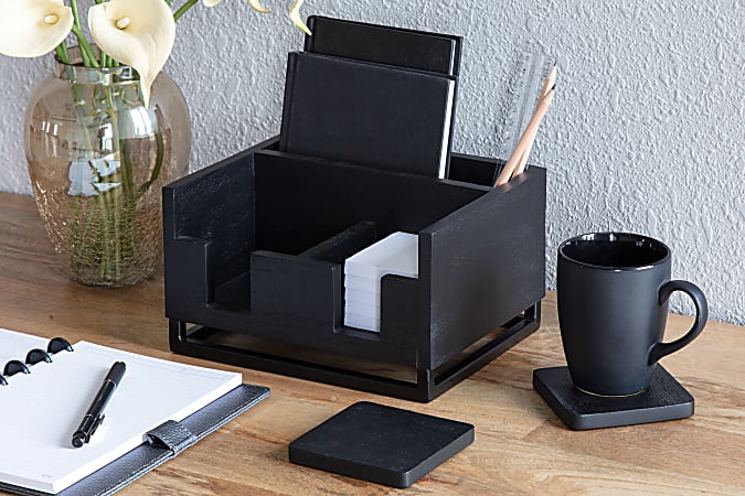 Realspace Acadia WoodMetal Desktop Organizer With Coasters 8 34 x 7 ...