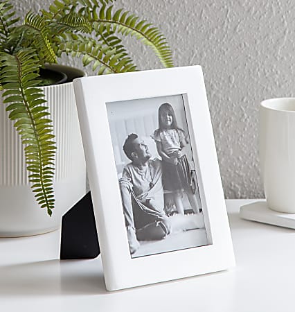 Realspace Luna Wood Picture Frame 5 34 x 7 34 Matted For 4 x 6 White ...