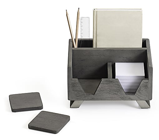 Realspace Orix WoodMetal Desktop Organizer With Coasters 8 34 x 7 ...