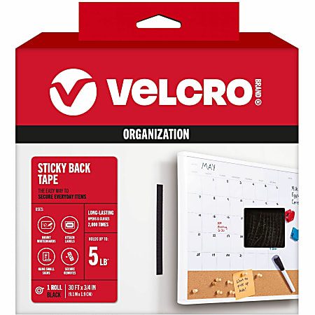 VELCRO Brand STICKY BACK Tape Roll 34 x 30 Black - Office Depot