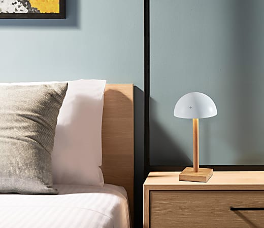 Adesso Nash LED Cordless Table Lamp WhiteNatural Wood - Office Depot