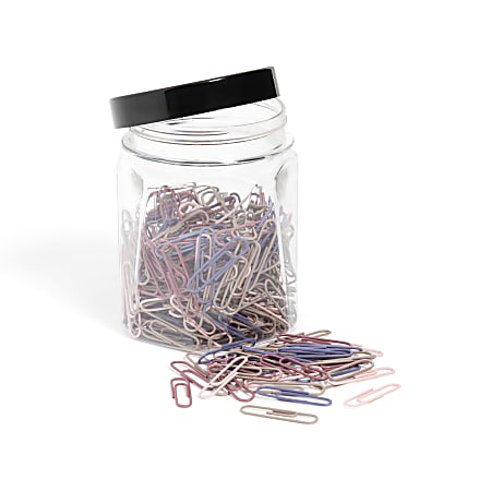 U Brands Standard Paper Clips 32mm Assorted Soft Dye Jar Of 300 Clips ...