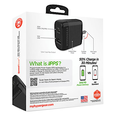HyperGear SpeedBoost PD Dual Output USB Wall Charger For iPhone And ...